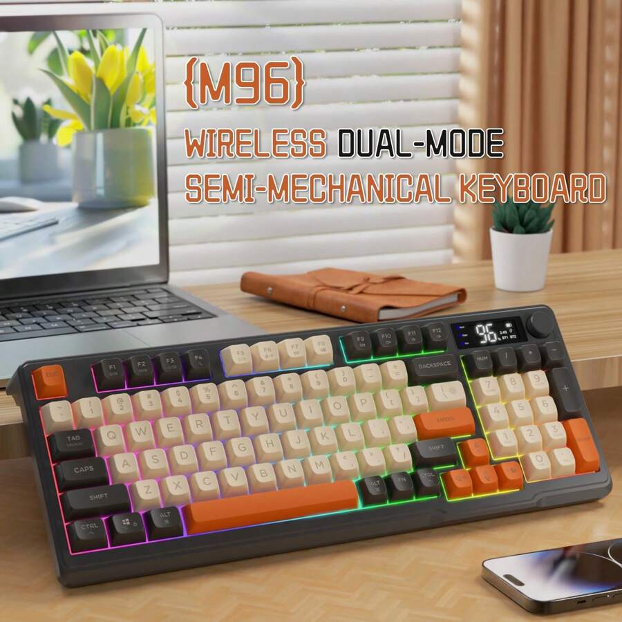 M96 Dual Mode Wireless Gaming Keyboard With 2.4G & BT5.0, 90% Membrane ...