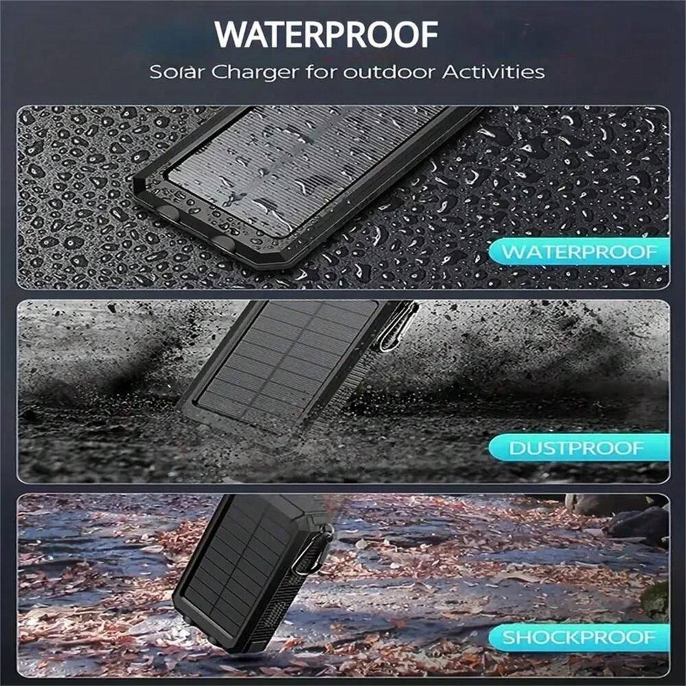 Solar Charger- Fast Charging With USBC Output, Waterproof, Dual LED ...