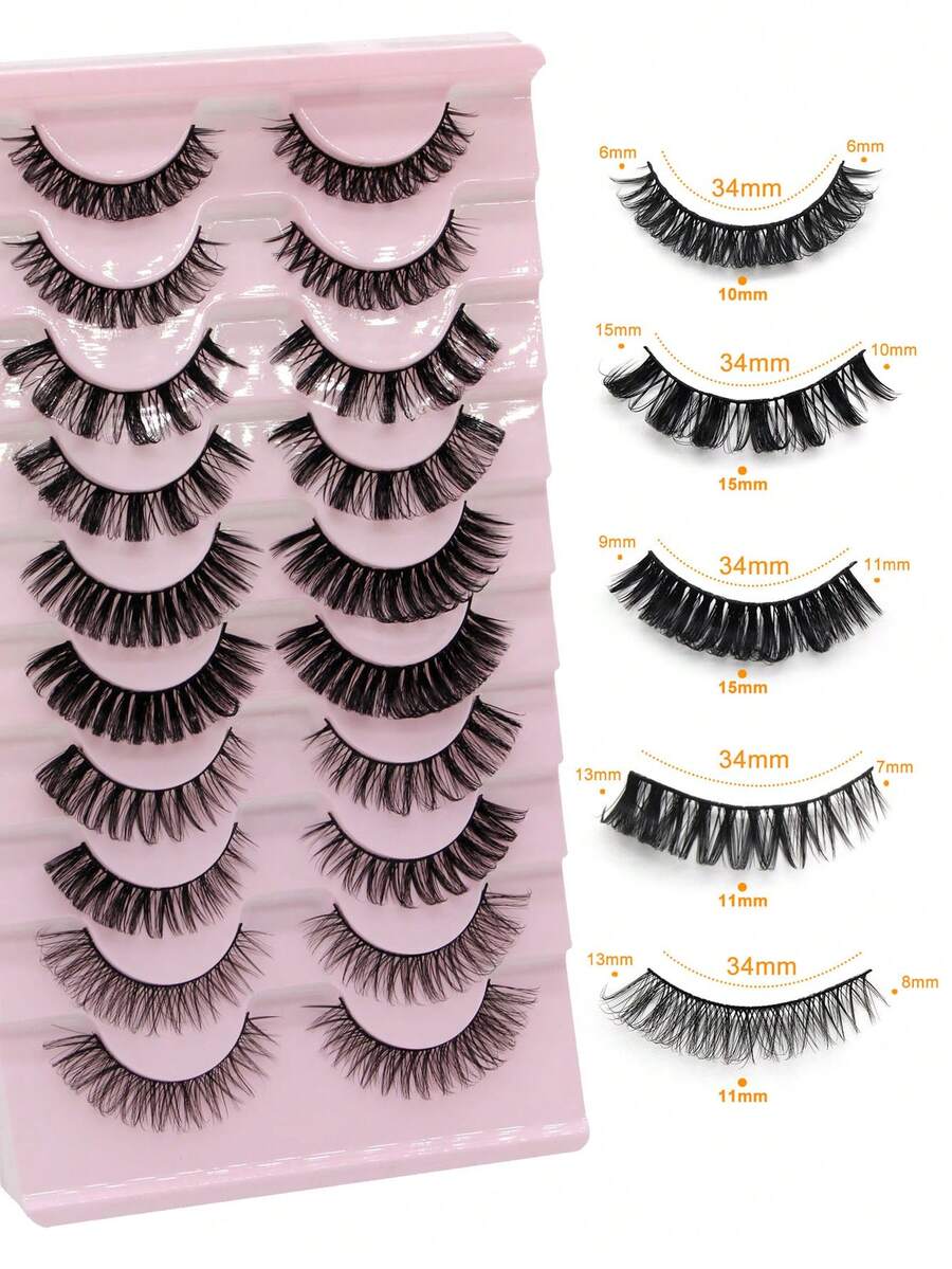 10 Pairs Mixed Style DD Curl Thick False Eyelashes For Sexy And Dense ...