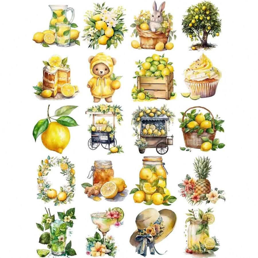 3 Types Of Vintage Journal Stickers: Retro Lemons And Strawberries, DIY ...