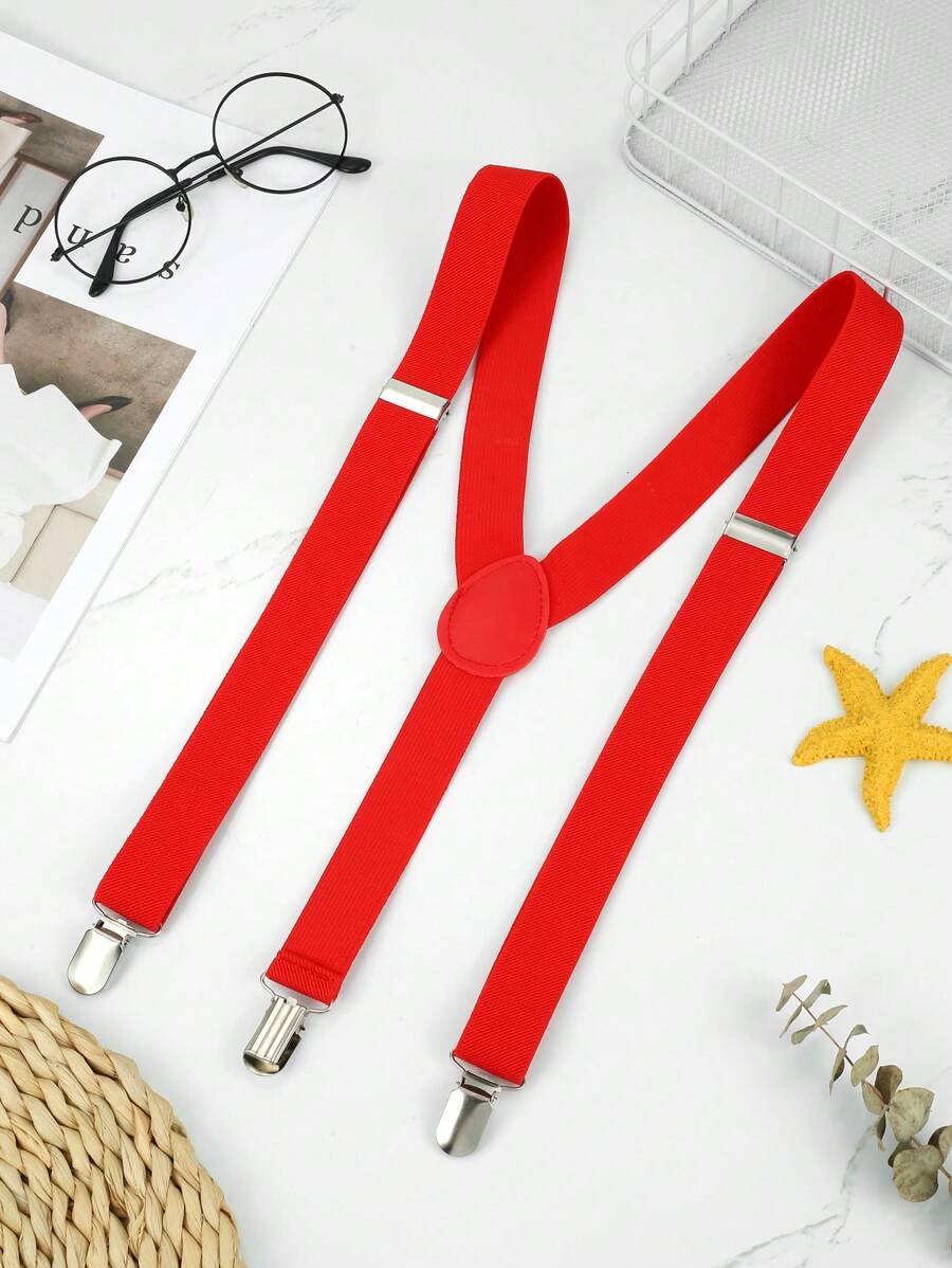 1pc Unisex Adjustable Elastic Y-Shaped Suspenders With Clips ...
