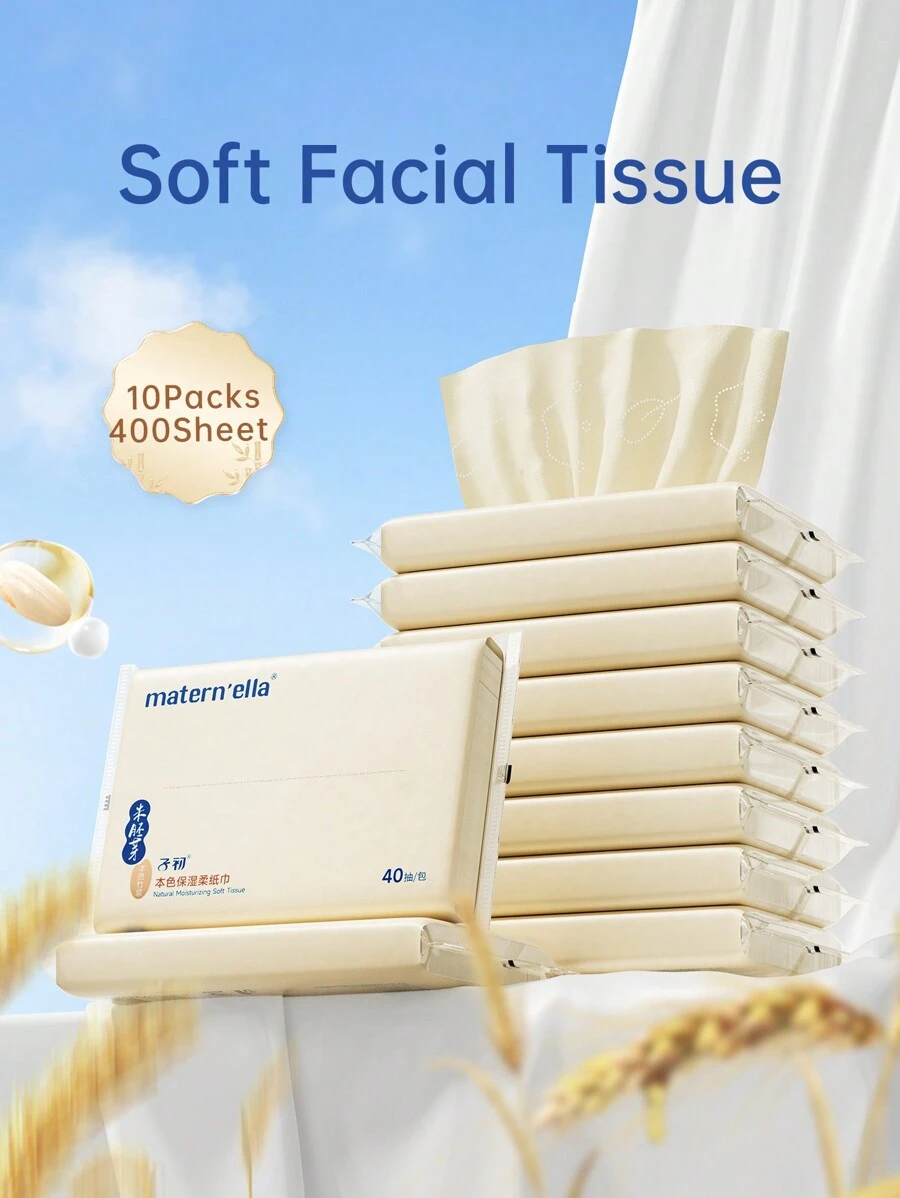 Matern'ella 10Packs 400 Sheets Facial Tissues Matern' Ella Baby Tissues Soft And Strong For Home ...