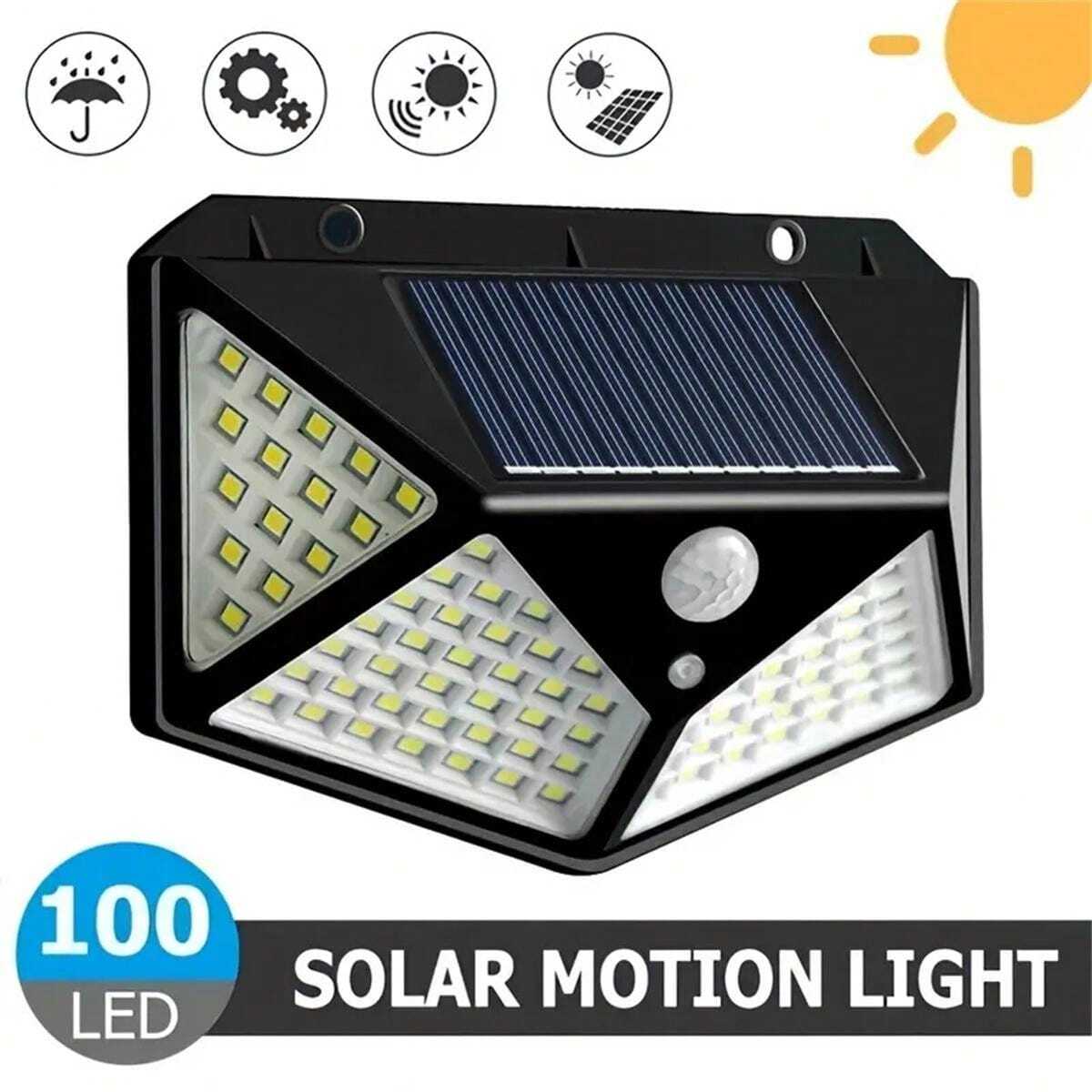 1pc CLAONER 310LED Solar Outdoor Light, Cold White, Motion Sensor, 270° Wide Angle Illumination ...