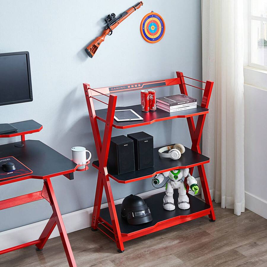 JJS 3-Tier Gaming Console Storage Shelf, Etagere Modern Display ...