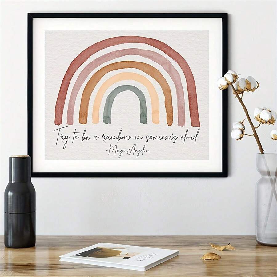 Lnspirational Wall Art Maya Angelou Quote Be A Rainbow Water Color Wall ...