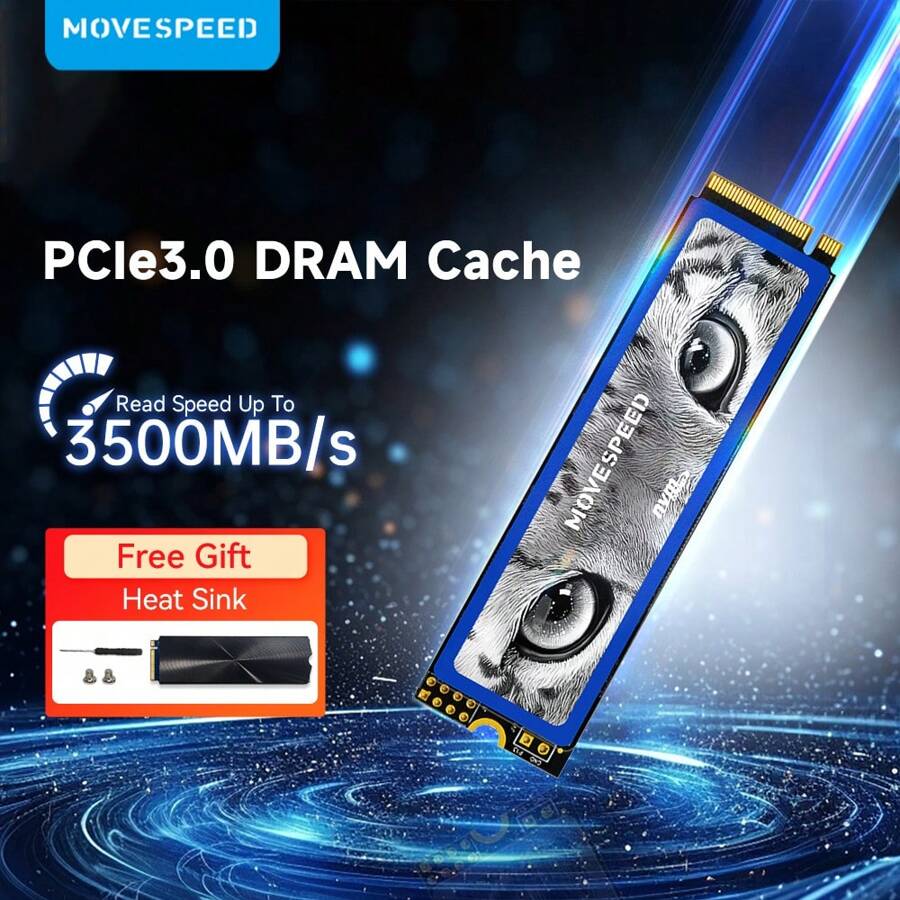 MOVESPEED 3500MB/S SSD NVMe M.2 2280 With DRAM Cache 512GB Internal ...