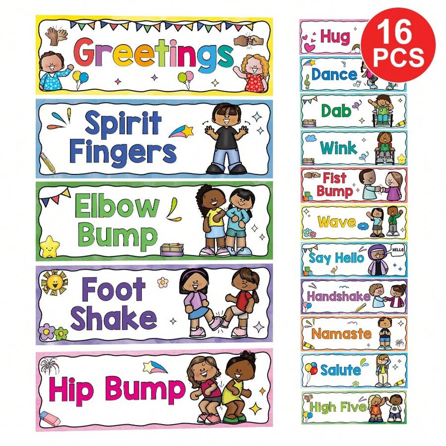16 Pcs Learning Materials Educational Charts For Kids, Greeting Posters ...