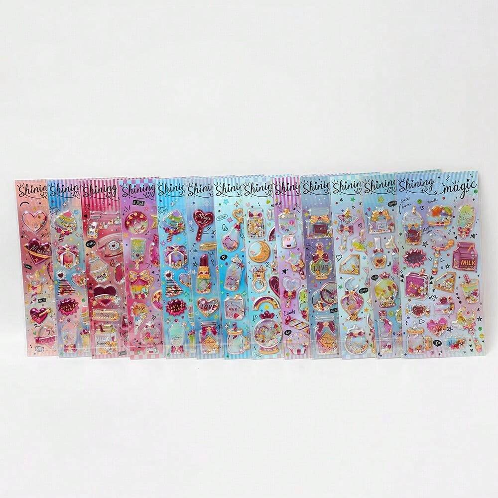 Very Beautiful Children's Shiny Shaking Stickers, Air Stickers, 3D Hot ...