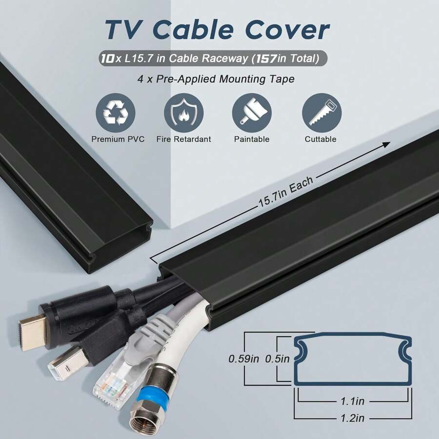 Cord Hider Wall,158 Inch Cord Cover,Cable Hider Cable Raceway Cable ...