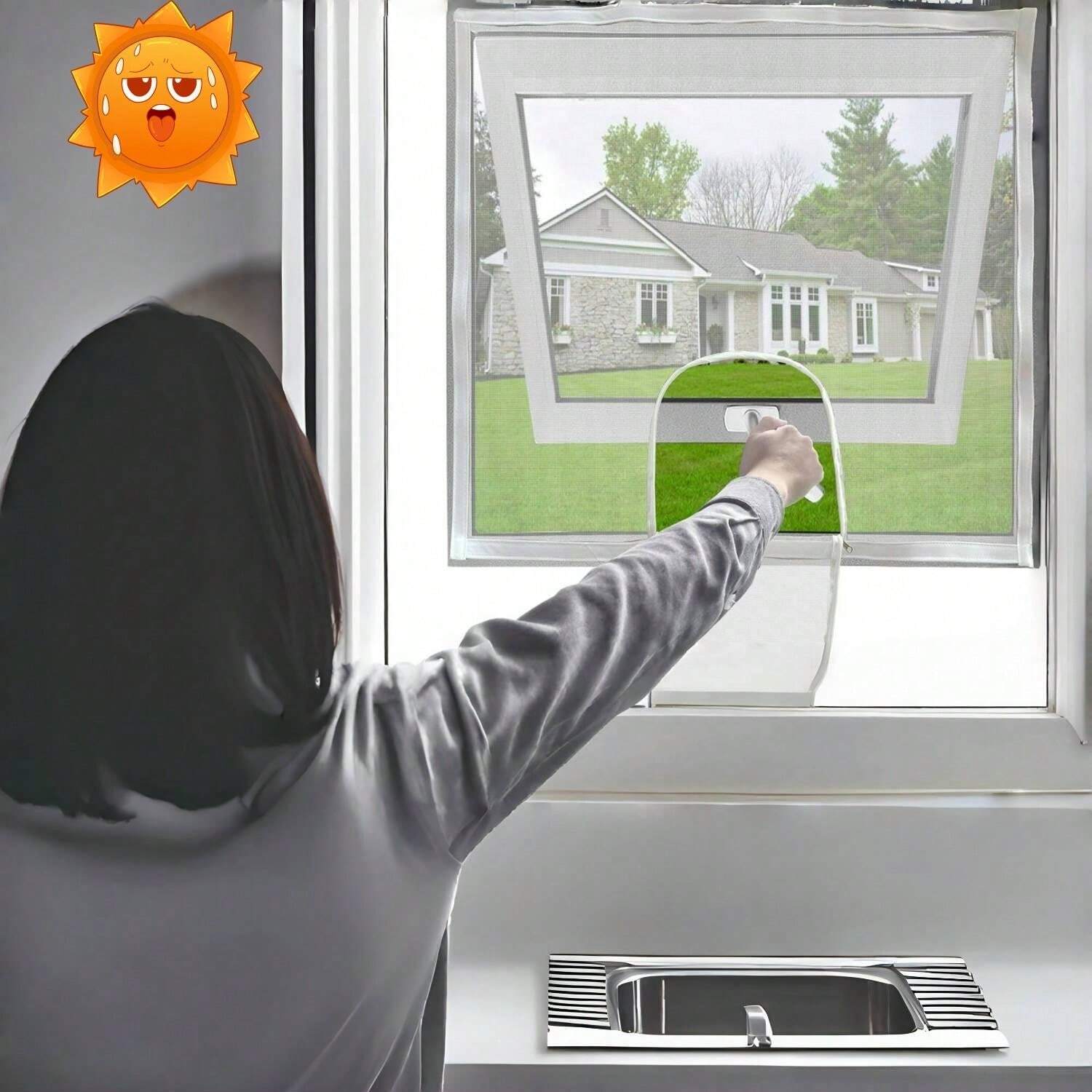 Adjustable Window Screen With Zipper DIY Mosquito Proof Rope Openable ...