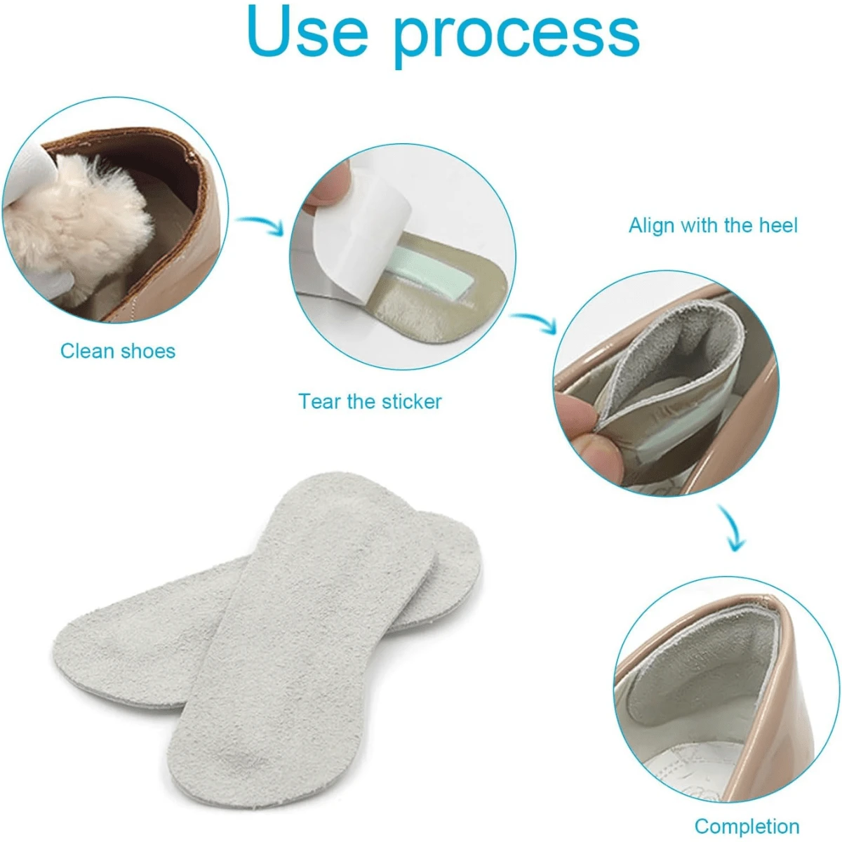 8 Pairs Of Ultra Soft Leather Heel Clips With Heel Cushioning Inserted ...