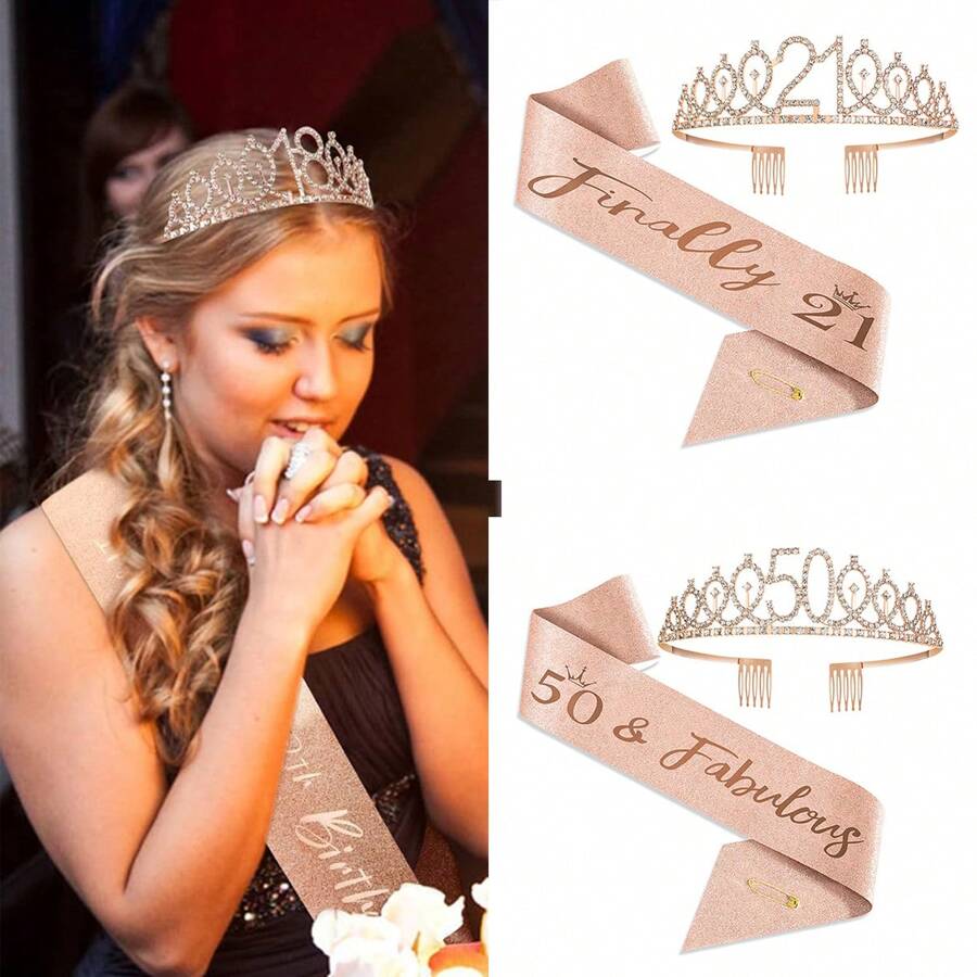 2pcs/Set 13th 15th 16th 18th 21th 30th 40th 50th 60th 70th Rose Gold ...