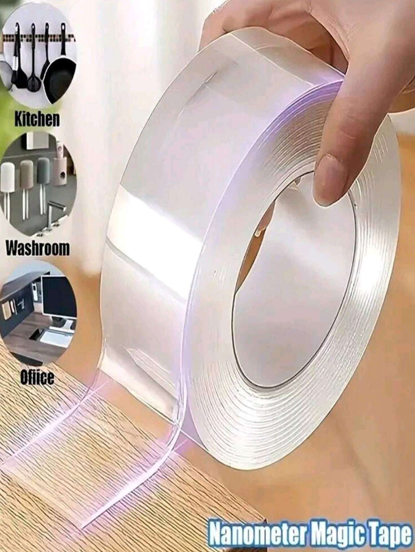 1ชิ้น โปร่งใสความหนืดสูง NANO เทปสองด้าน,Traceless Hook เทป,อะคริลิคกัน ...