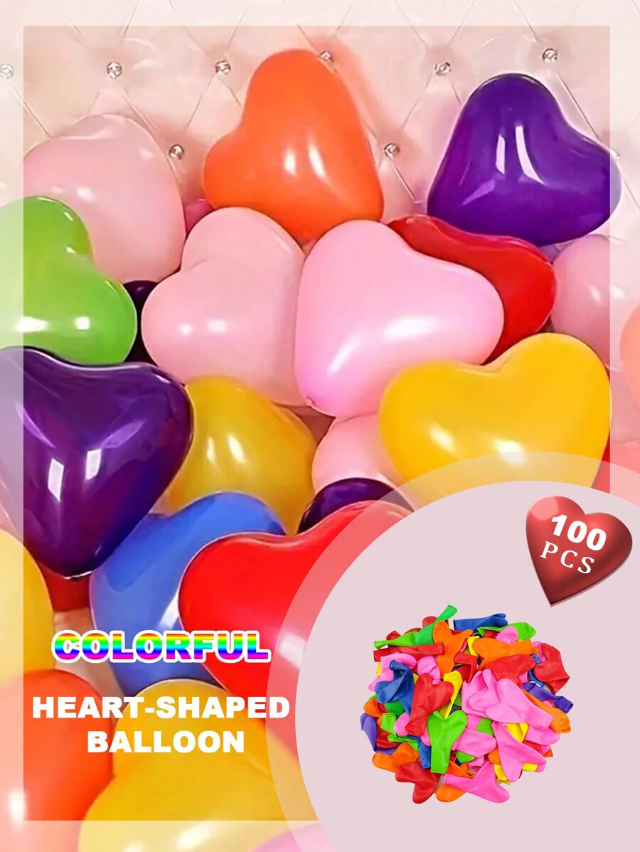 100pcs Matte Heart Shaped Latex Balloons Assorted Colors For Party ...