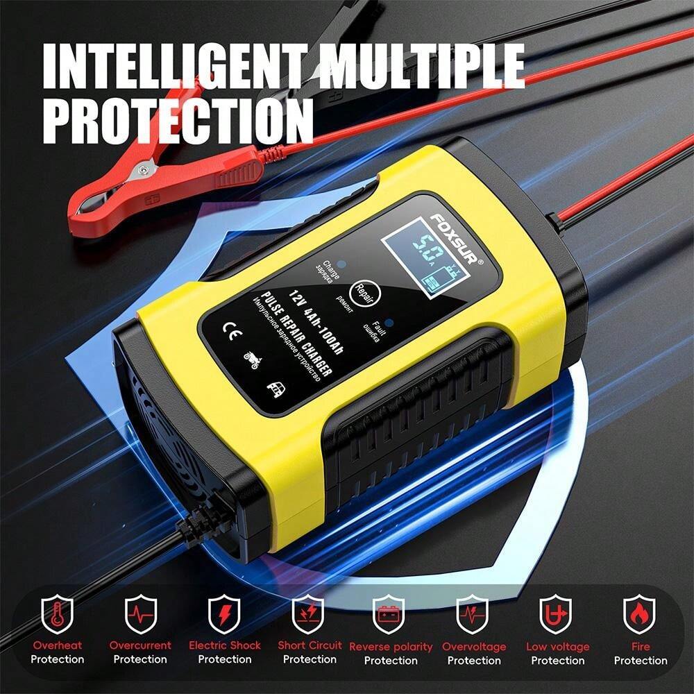 12V 5A Car Battery Charger LCD Display Full Automatic Intelligent ...