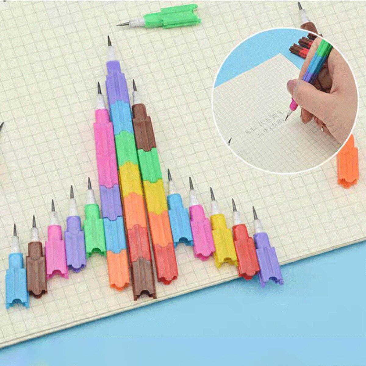 4pcs 32-Segment Wooden Pencil, Customizable, Rainbow Colored Pencils ...
