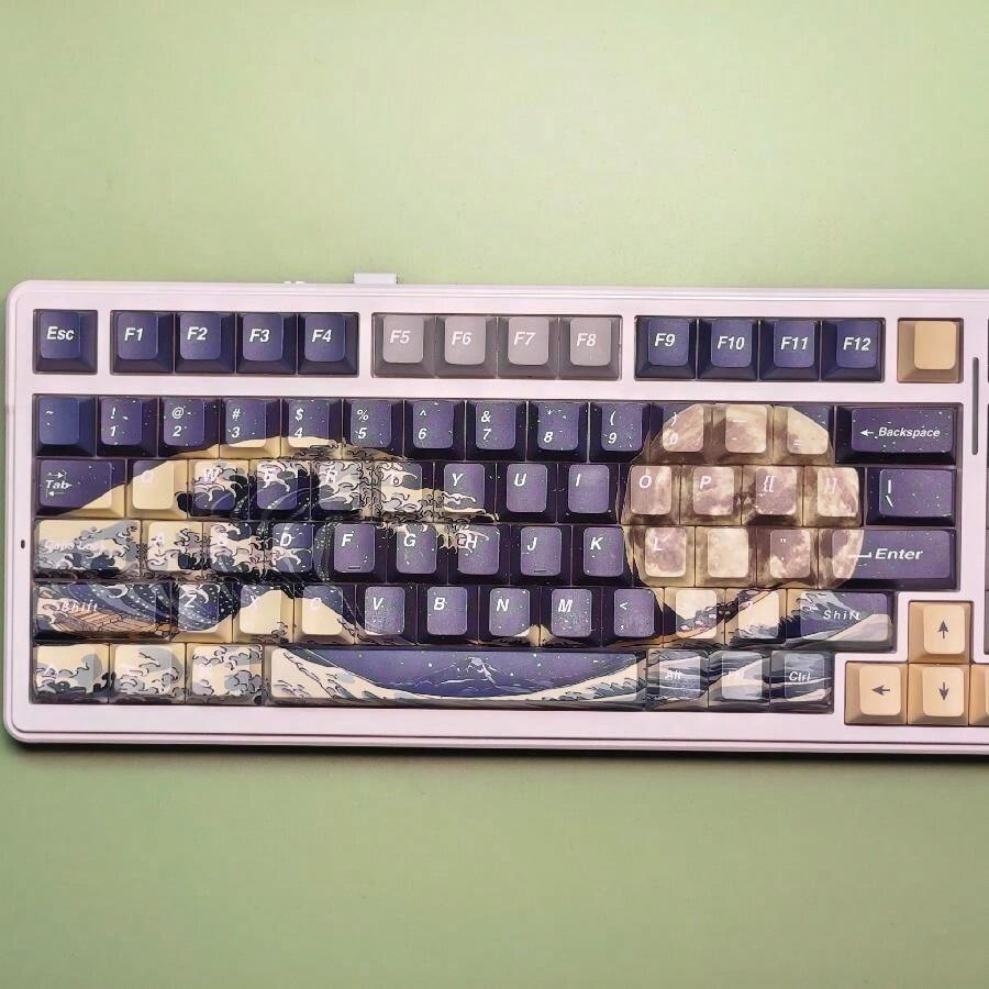 127 מפתחות PBT Keycaps פרופיל Cherry Keycaps Great Wave Off Kanagawa ...