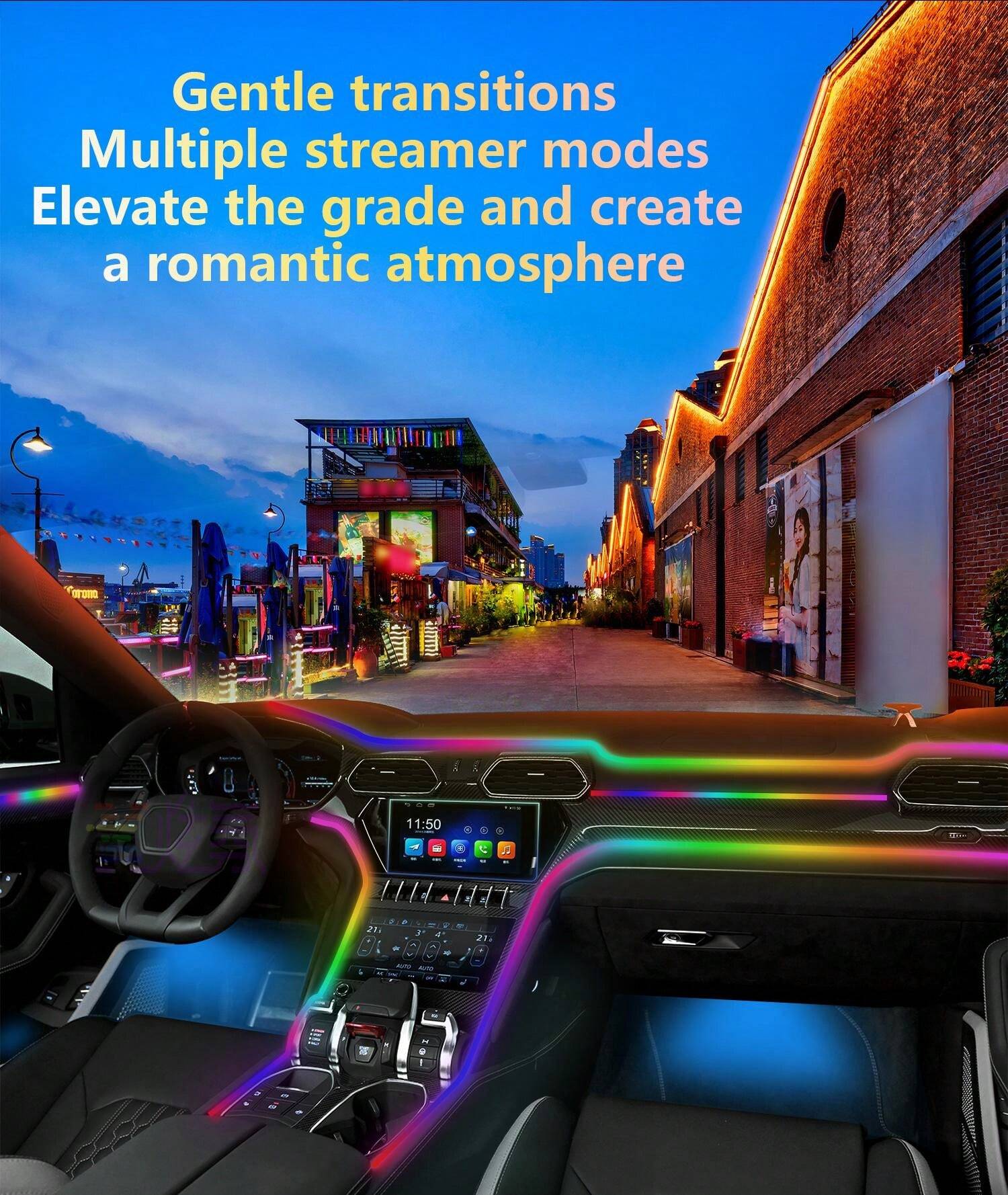 Coche interior LED de 64 colores RGB Symphony Streamer con luz ...