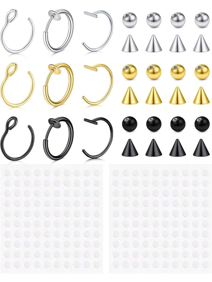 128-243Pcs Fake Piercings Fake Lip Piercing Fake Lip Ring Fake Nose ...