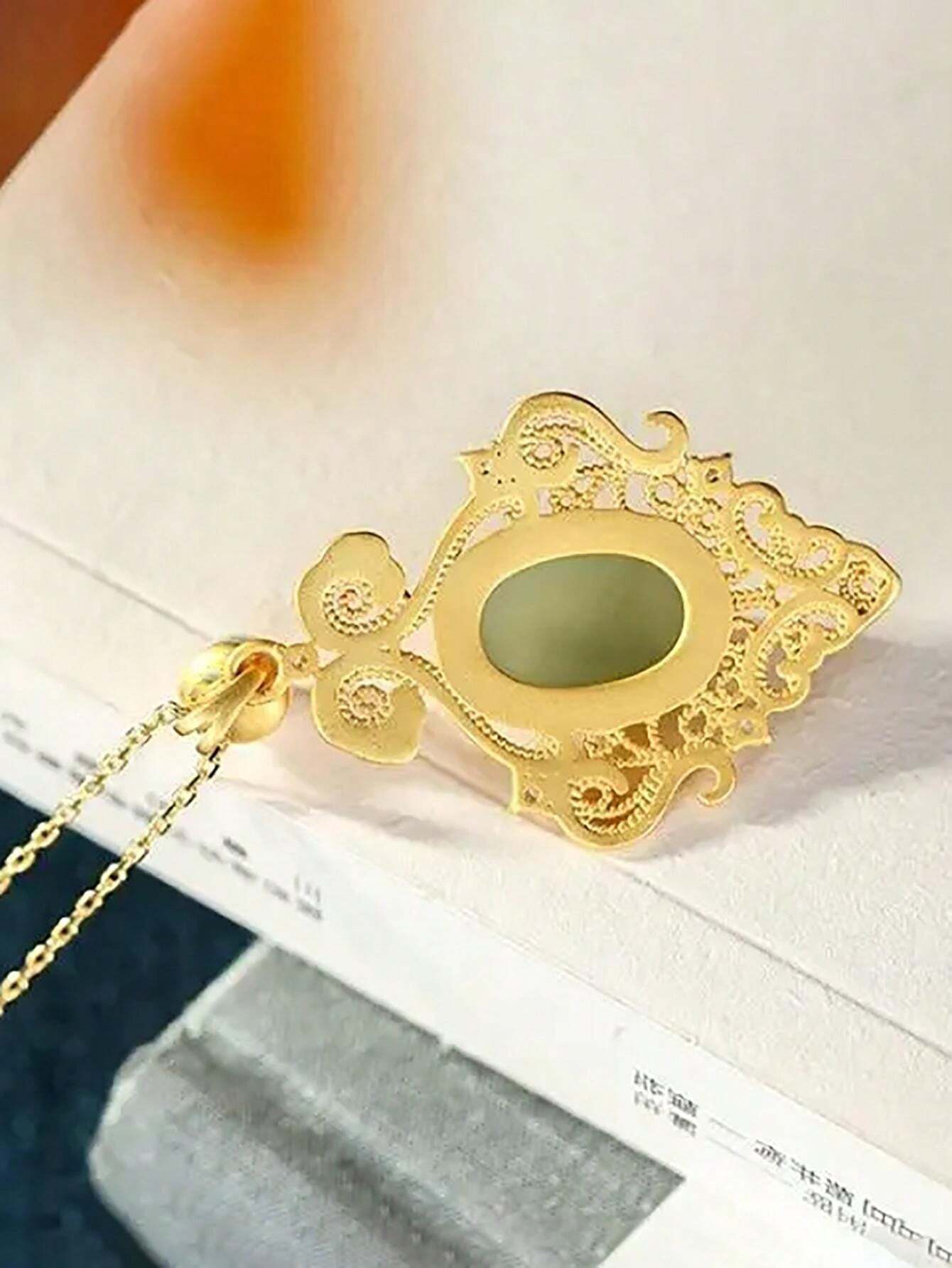 1 peça Conjunto Colar de Pingente de Jade Oca de Alta Qualidade ...