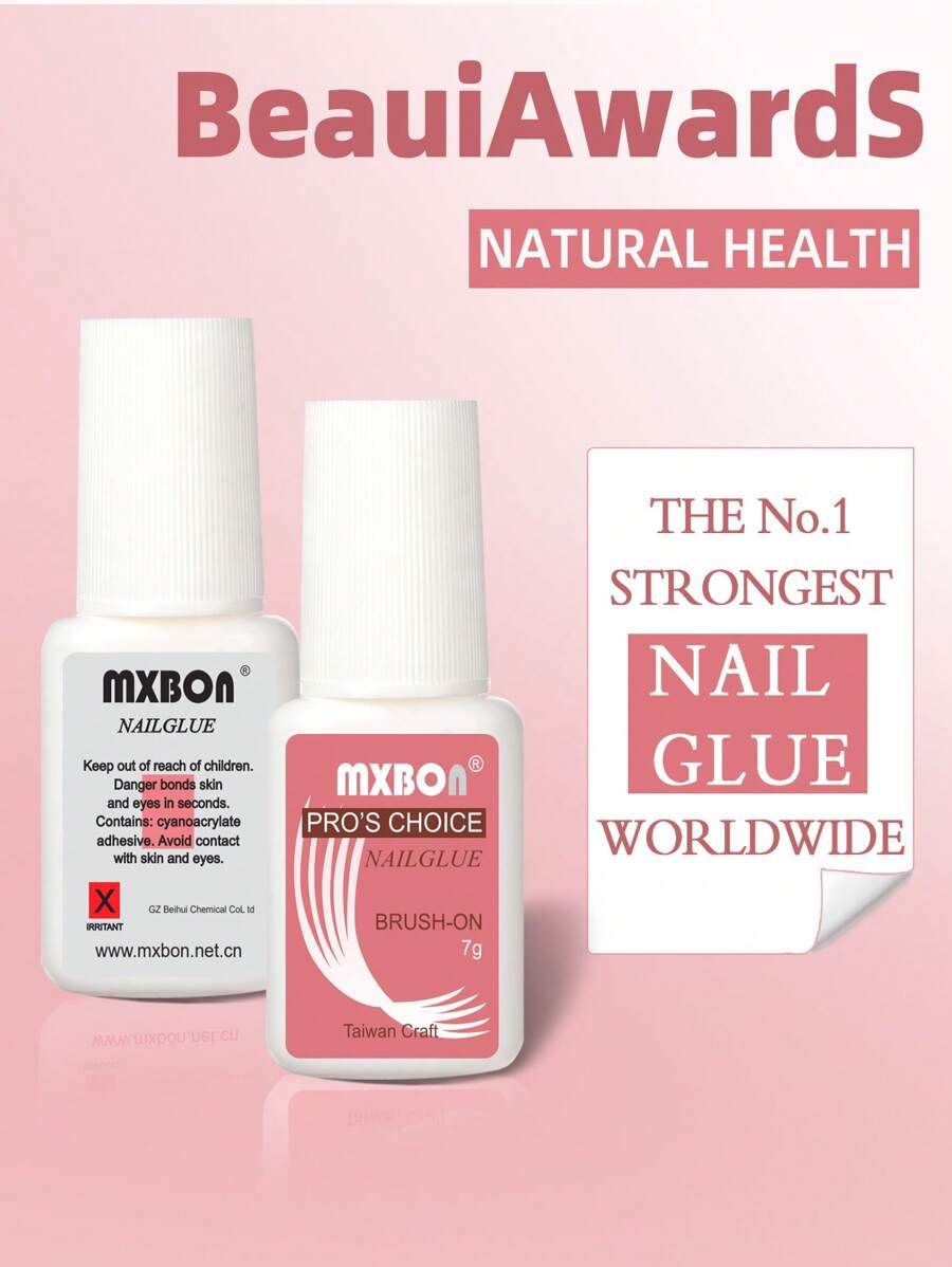 Extra Strong Brush-On Nail Glue For Acrylic Nails, Nail Tips & Press-On Nails 7G With File For ...