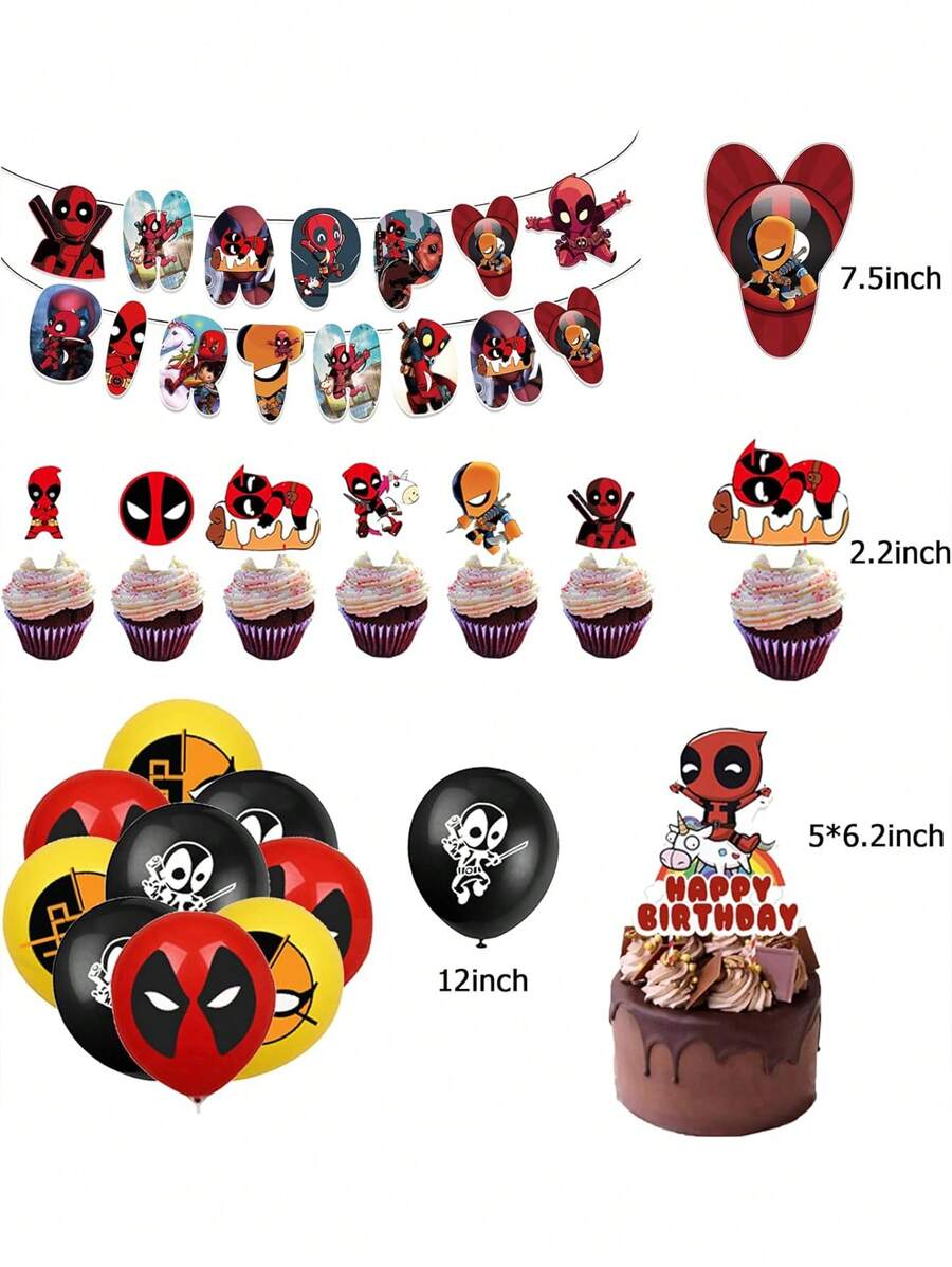 1/Set Anime Cartoon Deadpool Birthday Party Decorations Balloon And ...