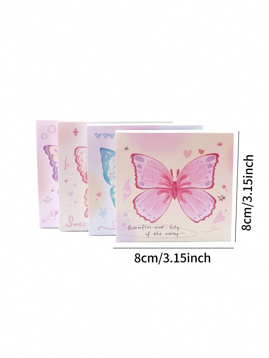 4 Sets Of 4-Color 320 Sheets Creative Gradient Butterfly Adhesive Notes ...