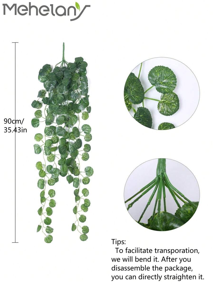 Artificial Hanging Vines Plants 2 Packs Plastic Fake Trailing Weeping ...