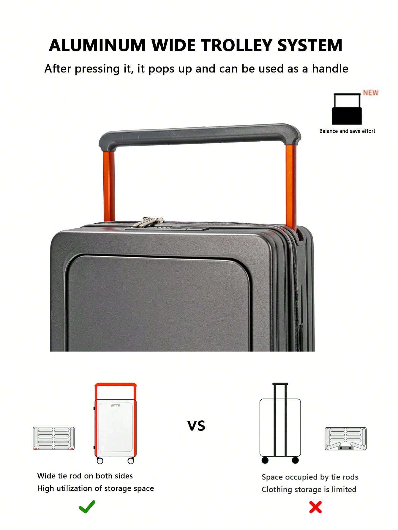 Convenient Snap-On Front Opening With Computer Pocket Zipper Suitcase ...