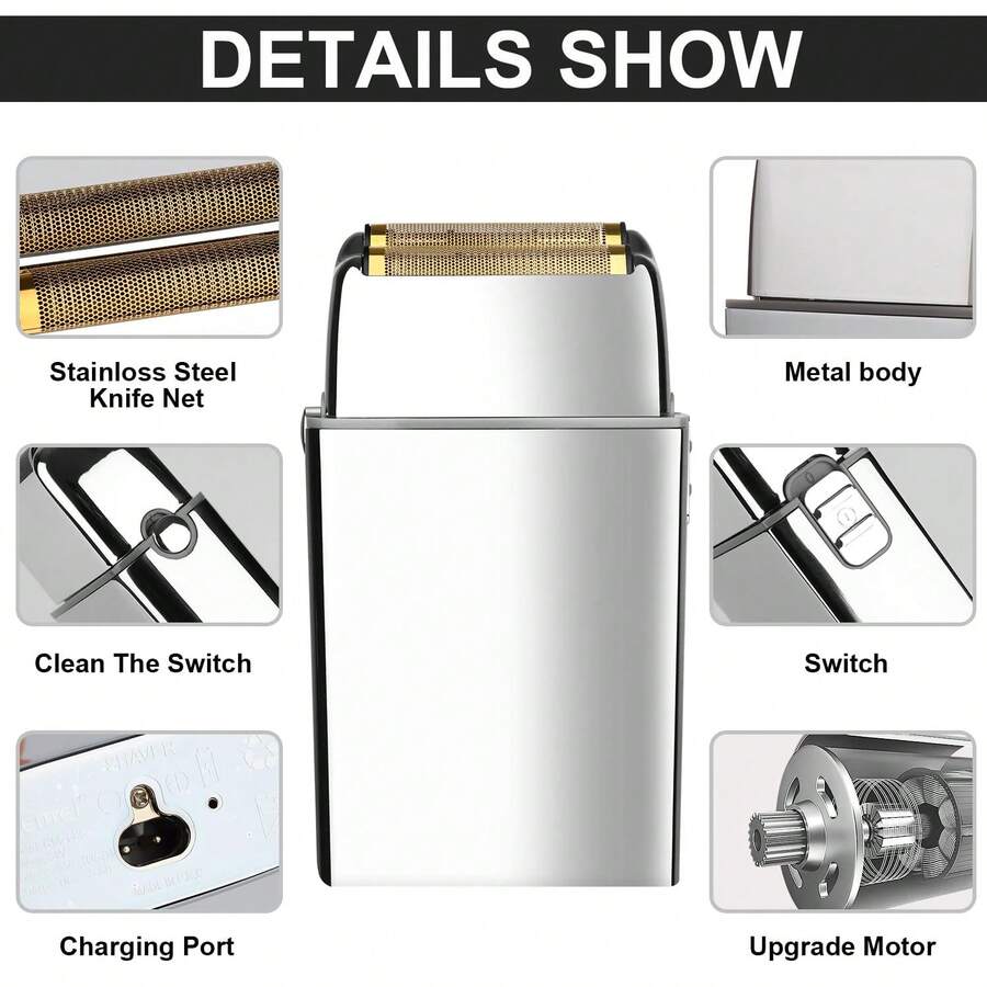 Professional Electric Razors For Men, Waterproof Cordless Rechargeable ...