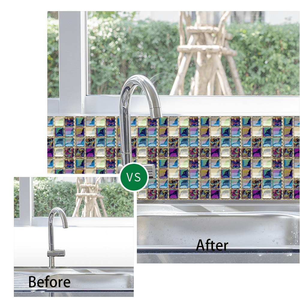 10-Pcs/Set Bathroom Floor Tiles, Kitchen Oil Resistant Wall Tiles, Self ...