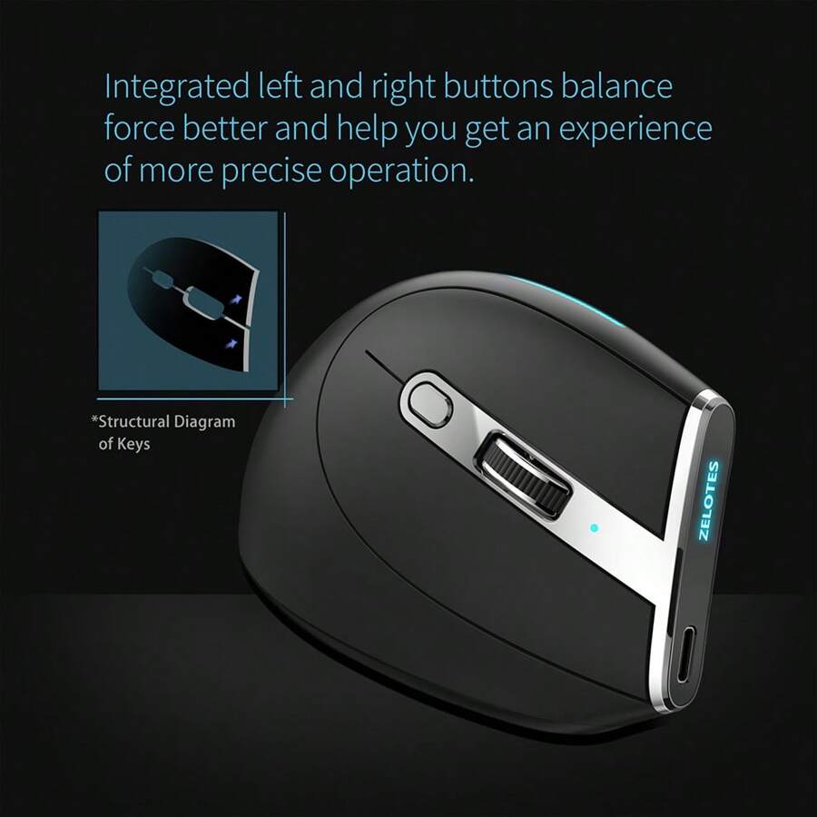 Wireless Bluetooth Vertical Mouse, 4800 DPI Ergonomic Mouse 8 ...
