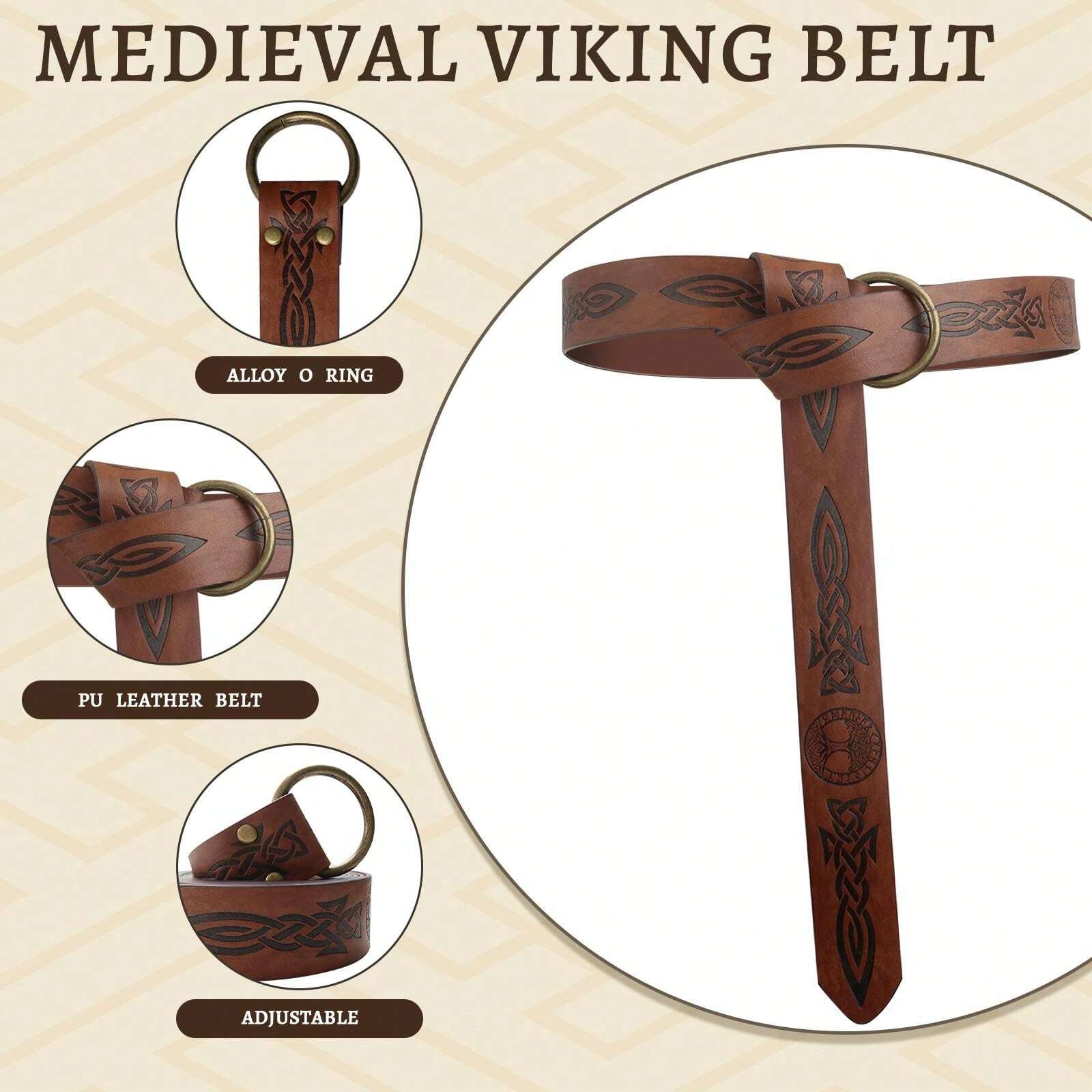 4pcs Medieval Viking Belt Belt Bag Artificial Leather Arm Guards ...
