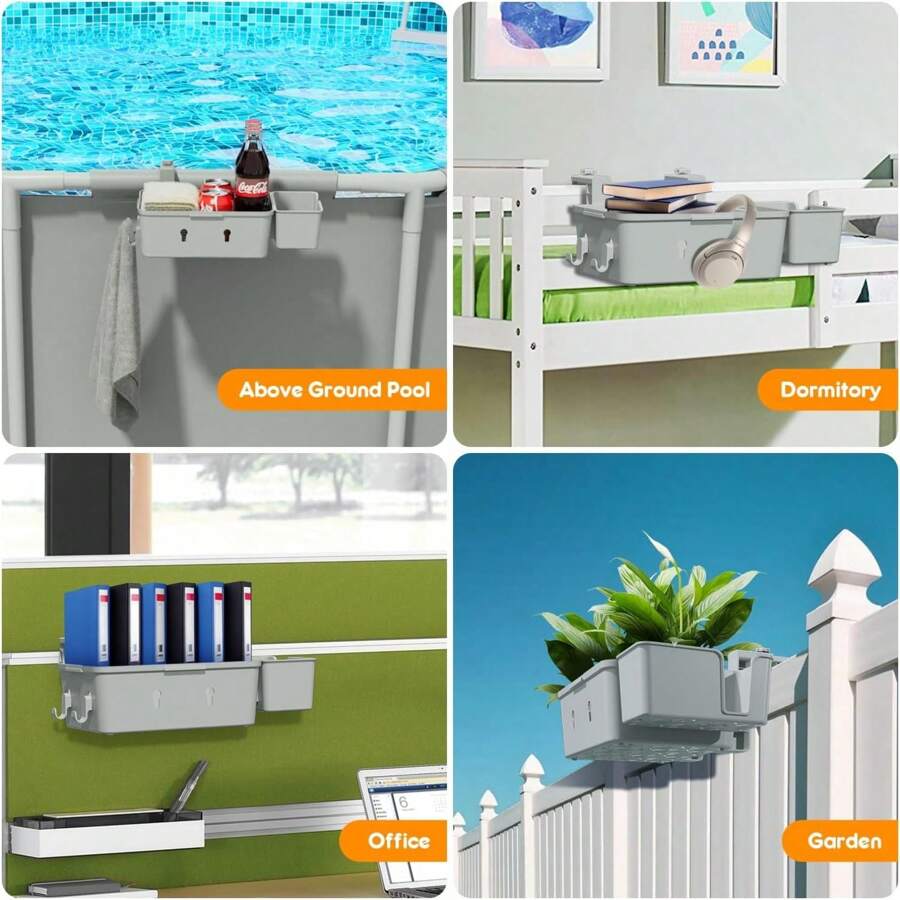 2 Pack Poolside Storage Basket Tray With Cup Holders Above Ground Pool ...