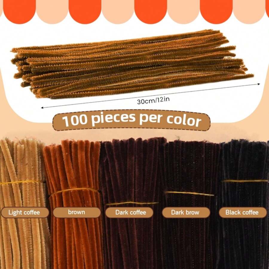 500pcs Ultra Dense Brown Series Pipe Cleaners Light Dark Coffee ...