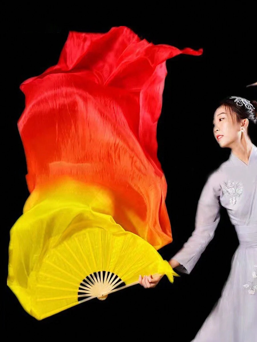1pc 1.2m Three Color Ombre Simulation Silk Dance Fan, Flamenco Fan ...