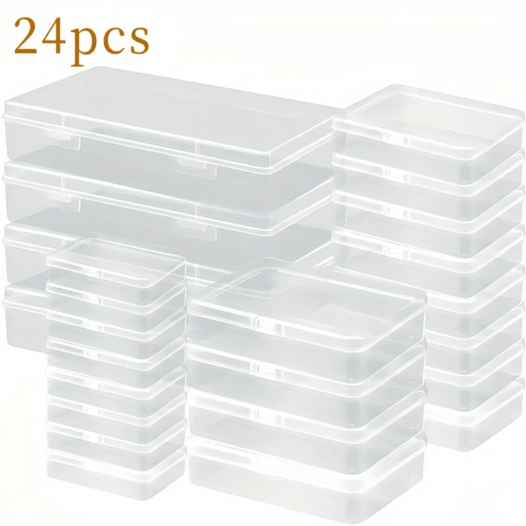 24pcs Clear Plastic Storage Box Set, 4 Sizes. | SHEIN USA