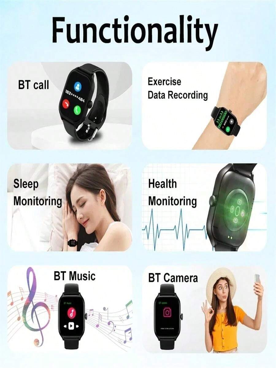 Fitness Smart Watch För Kvinnor Män Sport Löpning Musikspelare Ring Meddelande Väder Display Ny ...