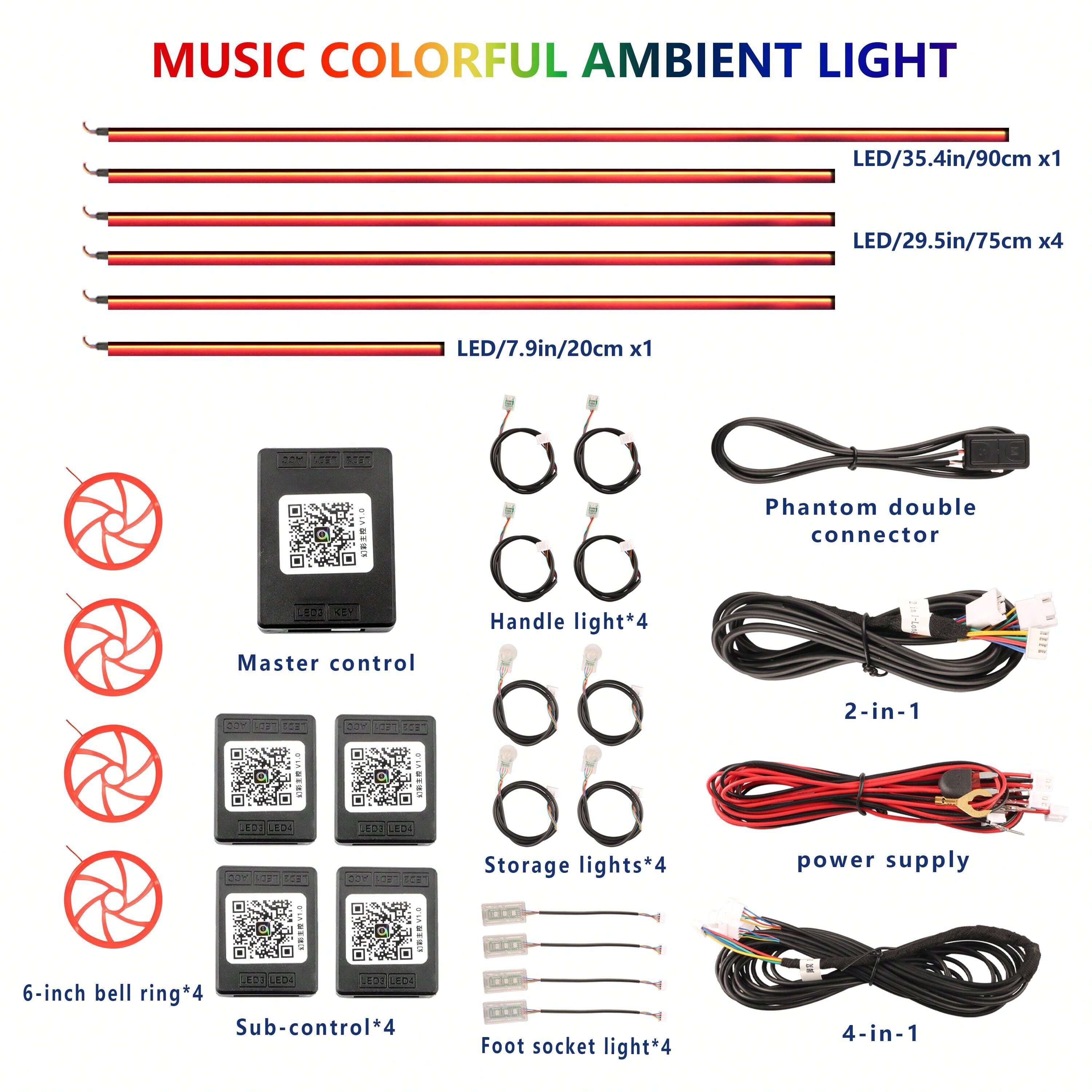Intérieur de voiture LED 64 couleur RGB Streamer Symphony avec lumière ...
