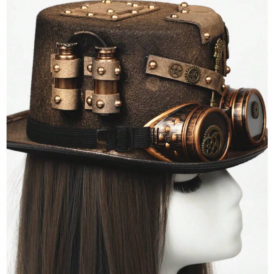 Renaissance Steampunk Top Hat Cos Dance Medicine Bottle Goggles Prop ...