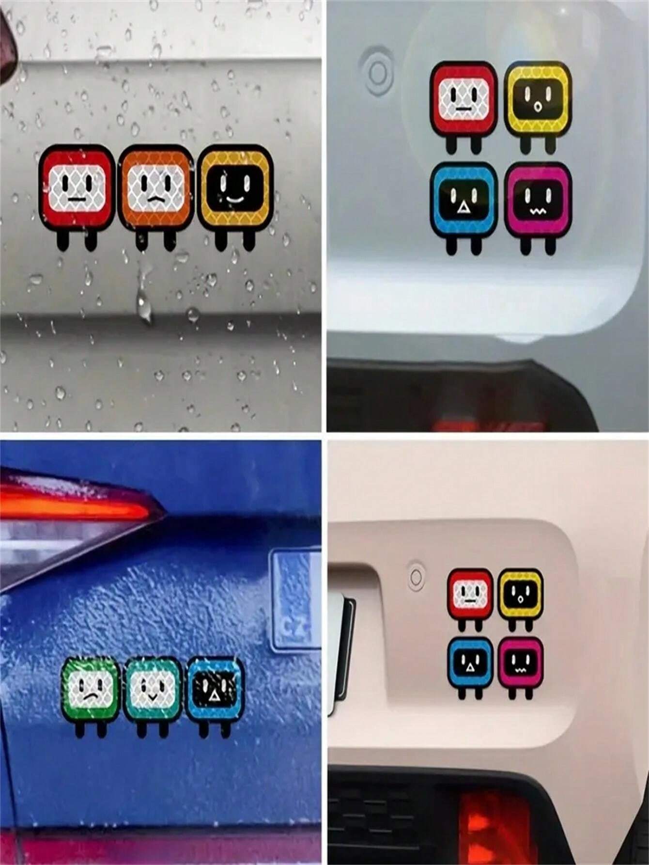 10PCS Creative Emoticon Reflective Stickers, Scratch Patches, Cute ...