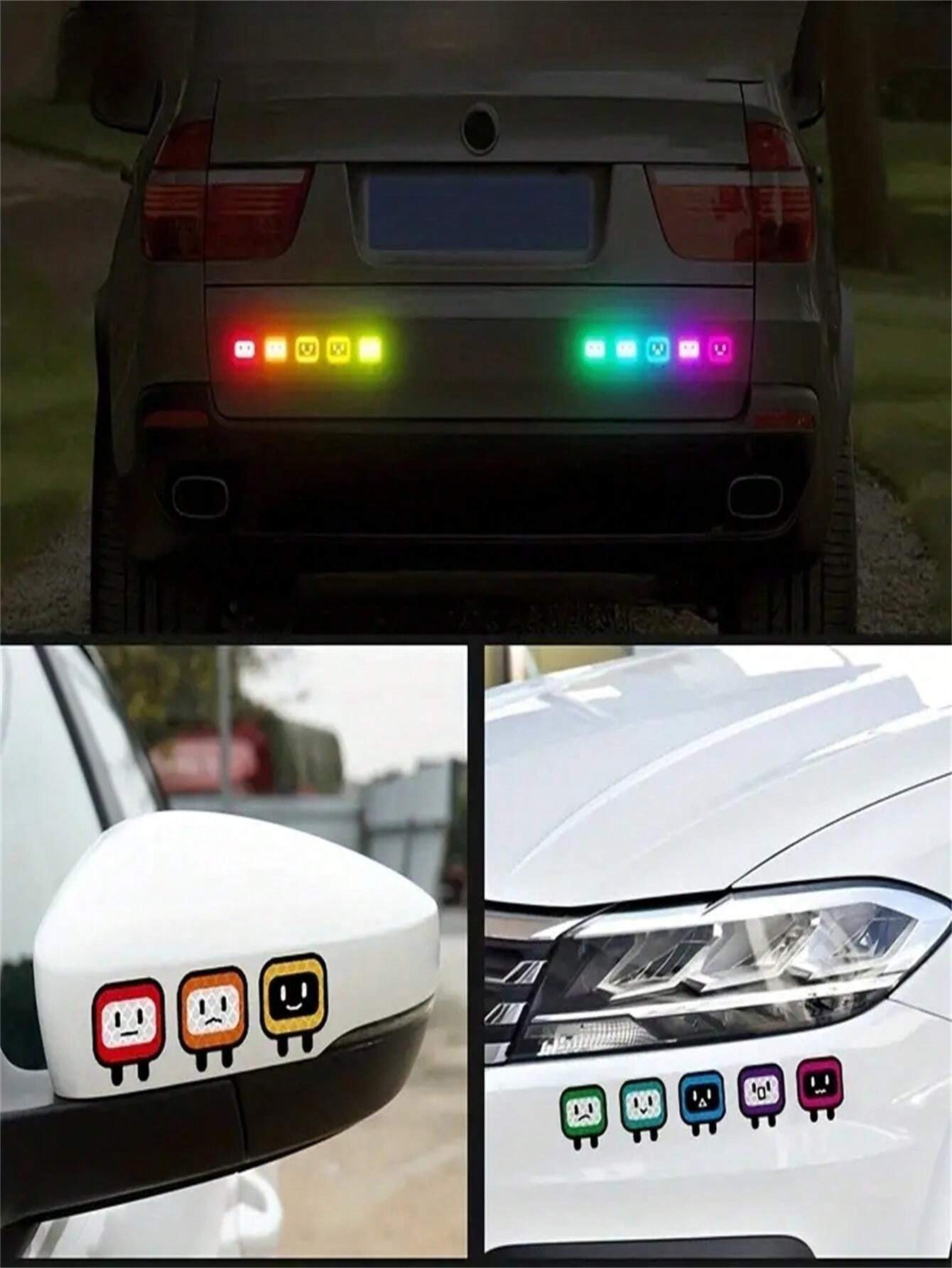 10PCS Creative Emoticon Reflective Stickers, Scratch Patches, Cute ...