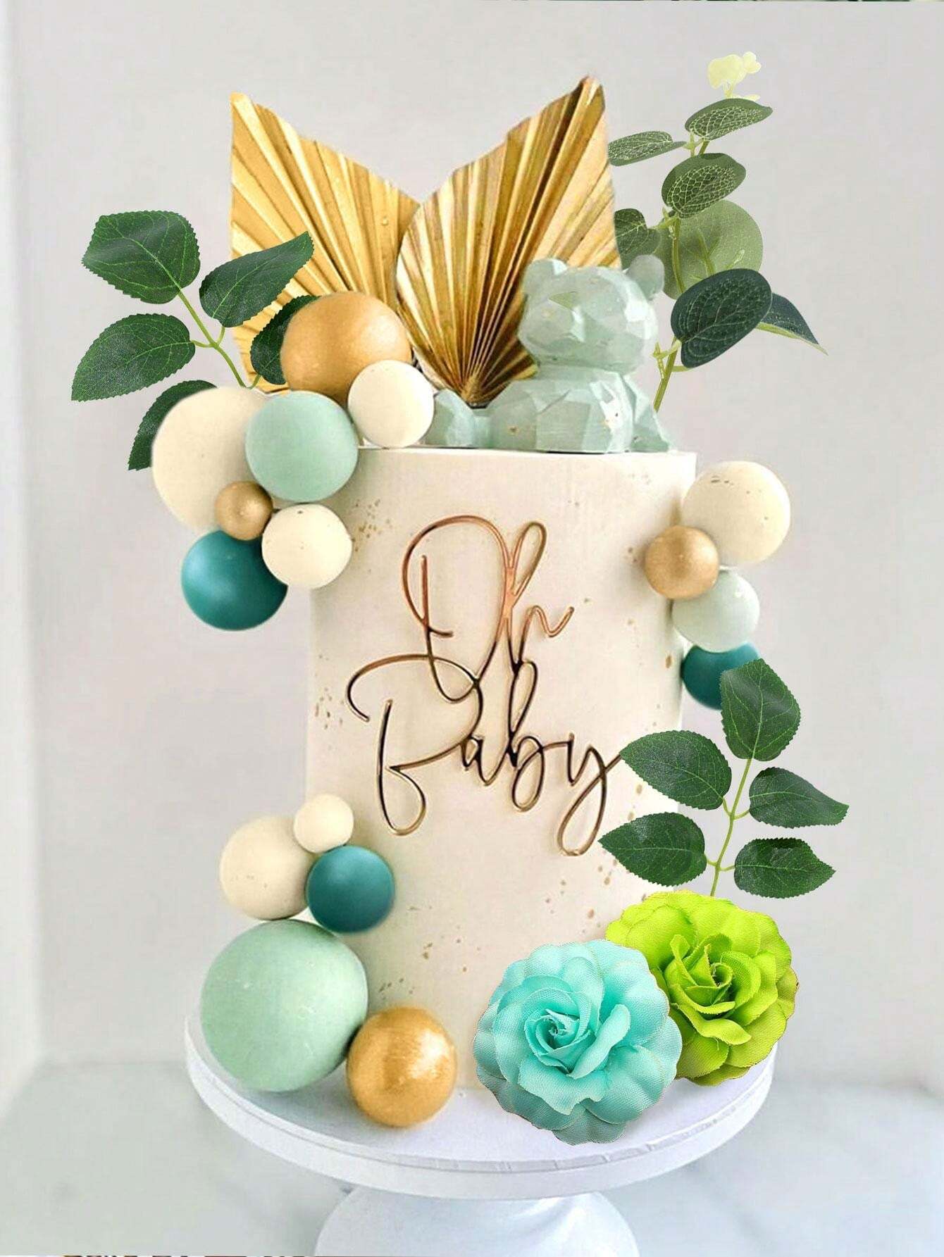 LaVenty Champagne Rose Cake Decoration Balls Cake Decoration Gold Palm ...