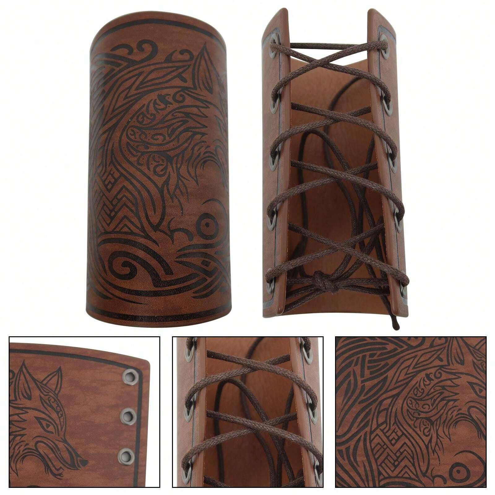 4pcs Medieval Viking Belt Belt Bag Artificial Leather Arm Guards ...