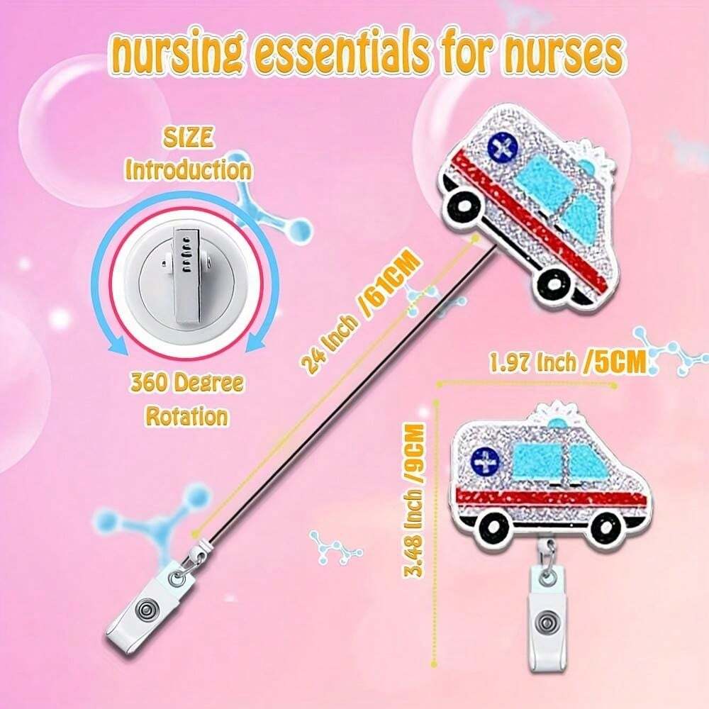1PC EMS Badge Reel Holder, Funny Ambulance EMT Badge Reels Retractable ...