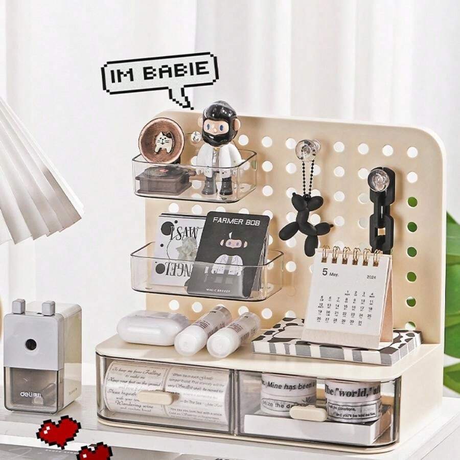 Hook Storage Box Drawer Type Pegboard Small Card Display For Desktop ...
