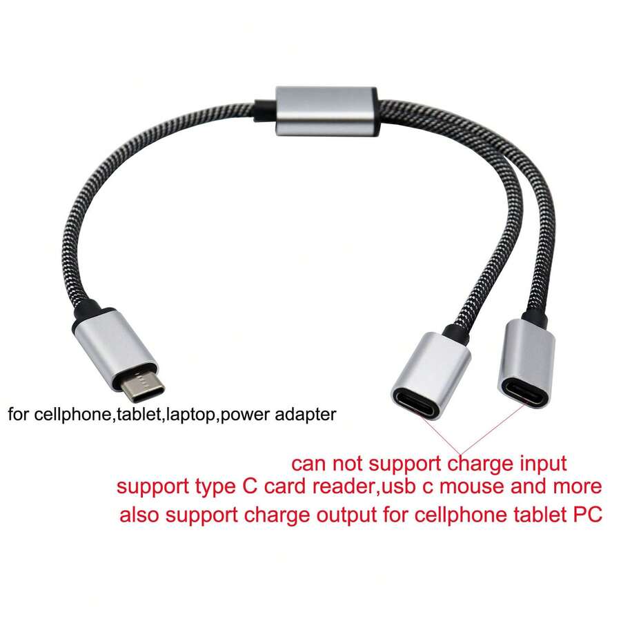 USB C Male To Double USB C Female Splitter Converter Adapter Extension ...