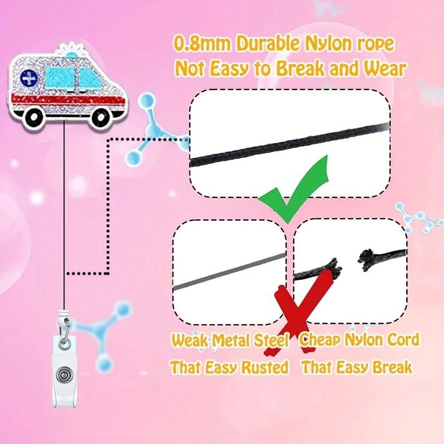 1PC EMS Badge Reel Holder, Funny Ambulance EMT Badge Reels Retractable ...