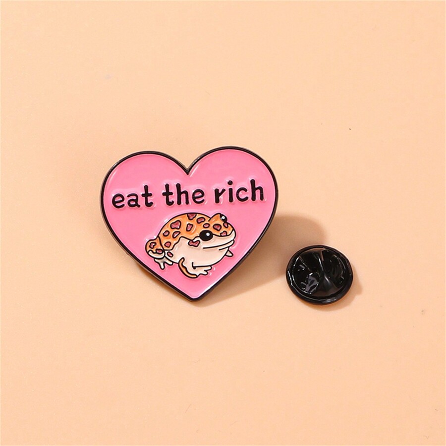 Cartoon Cute Eat The Rich Frog Brooch Enamel Pin Custom Decorative ...