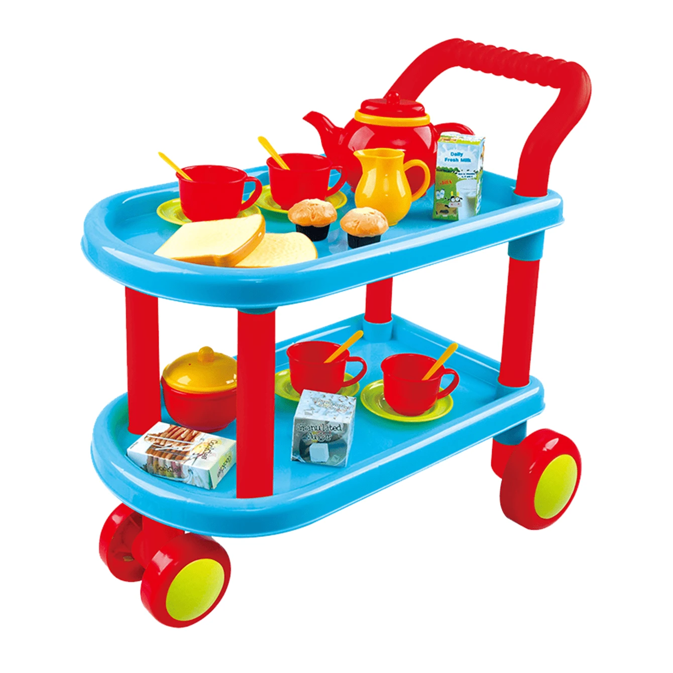 Playgo Tea Trolley Playset, Children's Afternoon Tea Cart Push Cart ...